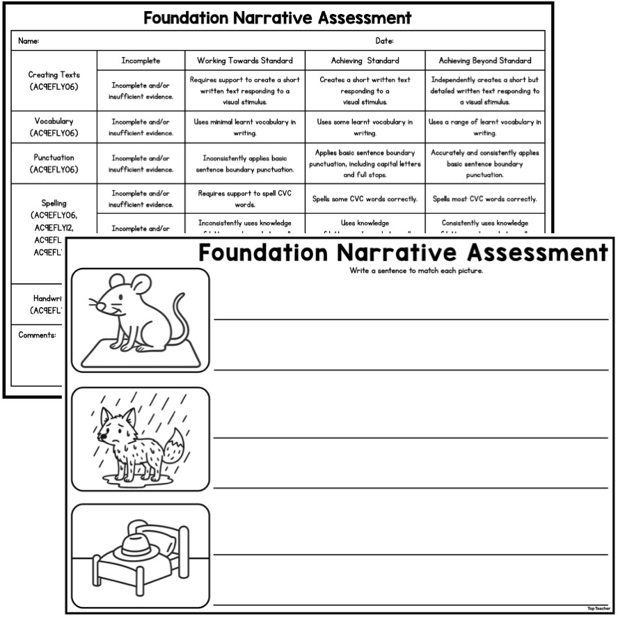 Foundation Narrative Writing Assessment - Top Teacher