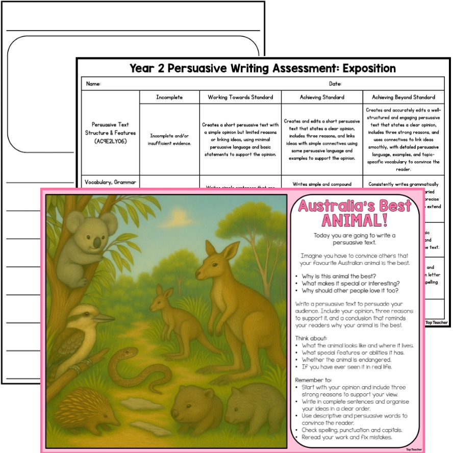 Year 2 Persuasive Writing Assessment: Exposition - Top Teacher