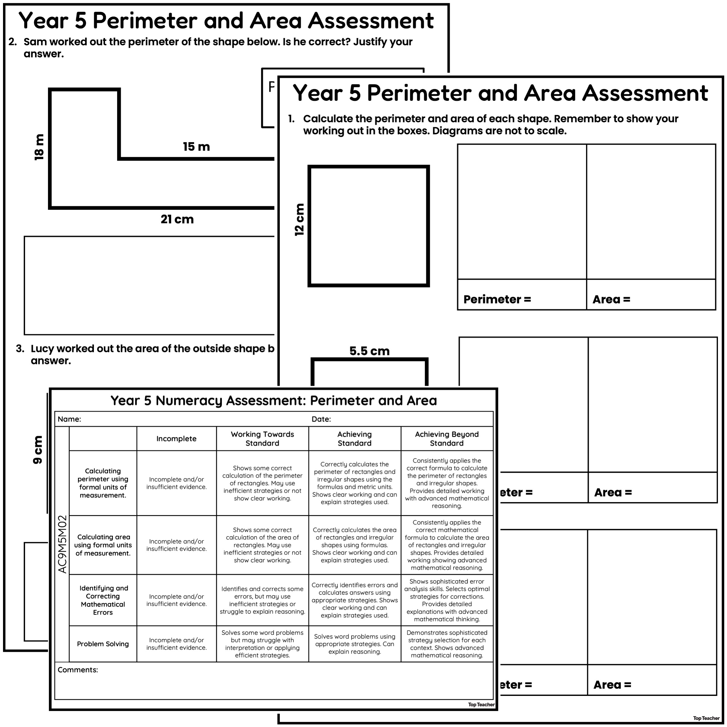 Year 5 Perimeter and Area Assessment - Top Teacher