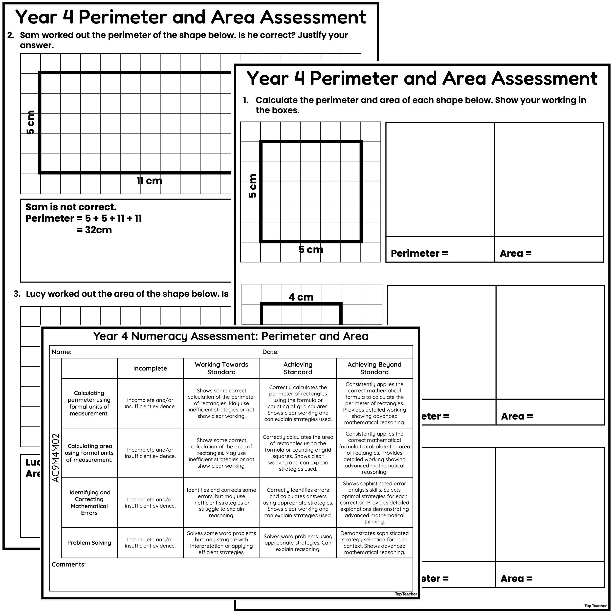 Year 4 Perimeter and Area Assessment - Top Teacher