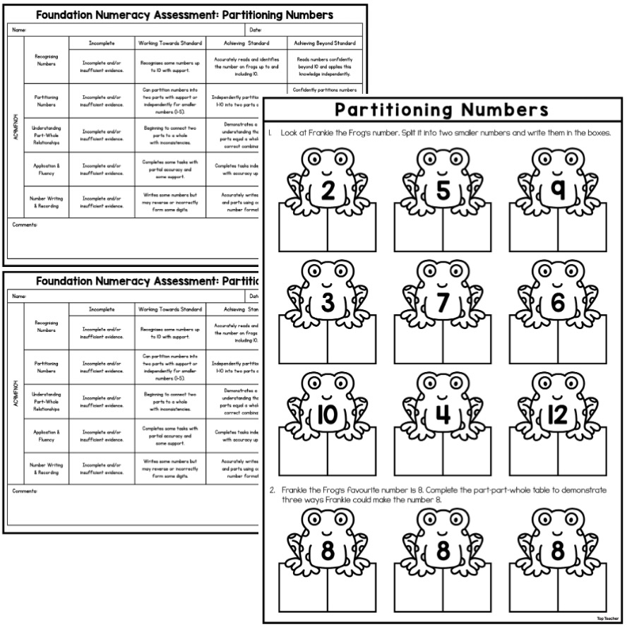 Foundation Partitioning Numbers Assessment - Top Teacher
