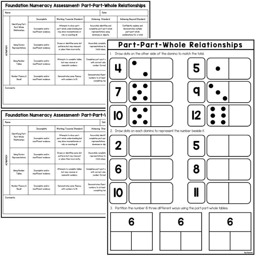 Foundation Part-Part-Whole Relationships Assessment - Top Teacher
