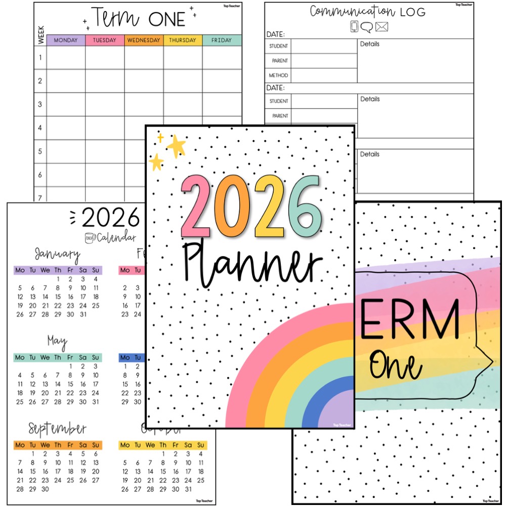 2026 Weekly Teacher Planner Good Vibes - Top Teacher