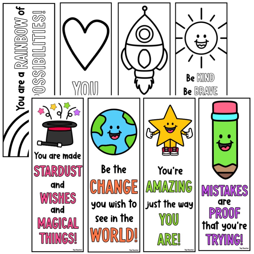 Positive Quote Bookmarks - Top Teacher