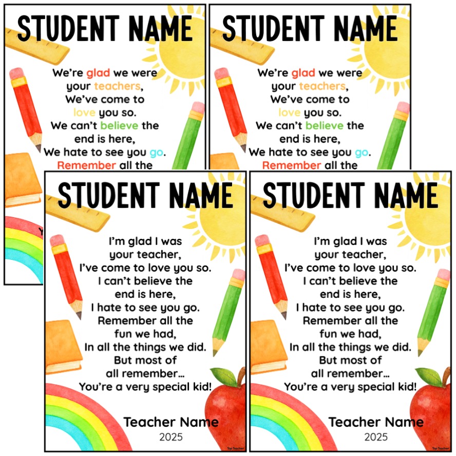 2025 End of Year Poems - Top Teacher