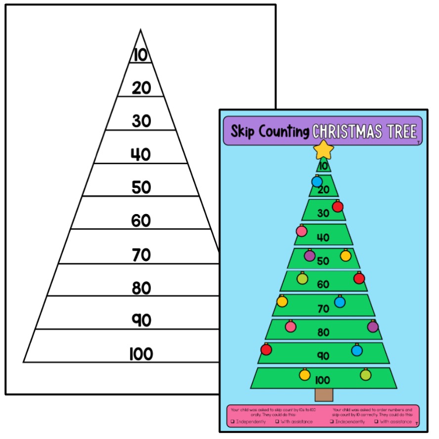 Skip Counting By 10 Christmas Tree Assessment - Top Teacher