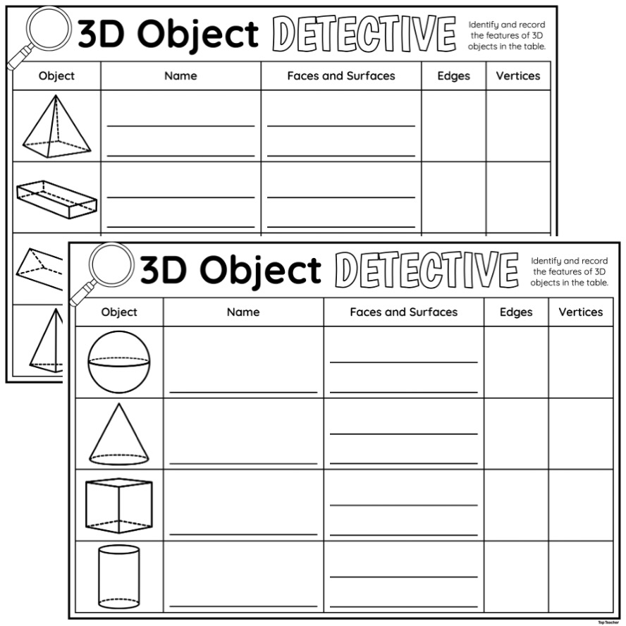 3D Object Detective Worksheet - Top Teacher