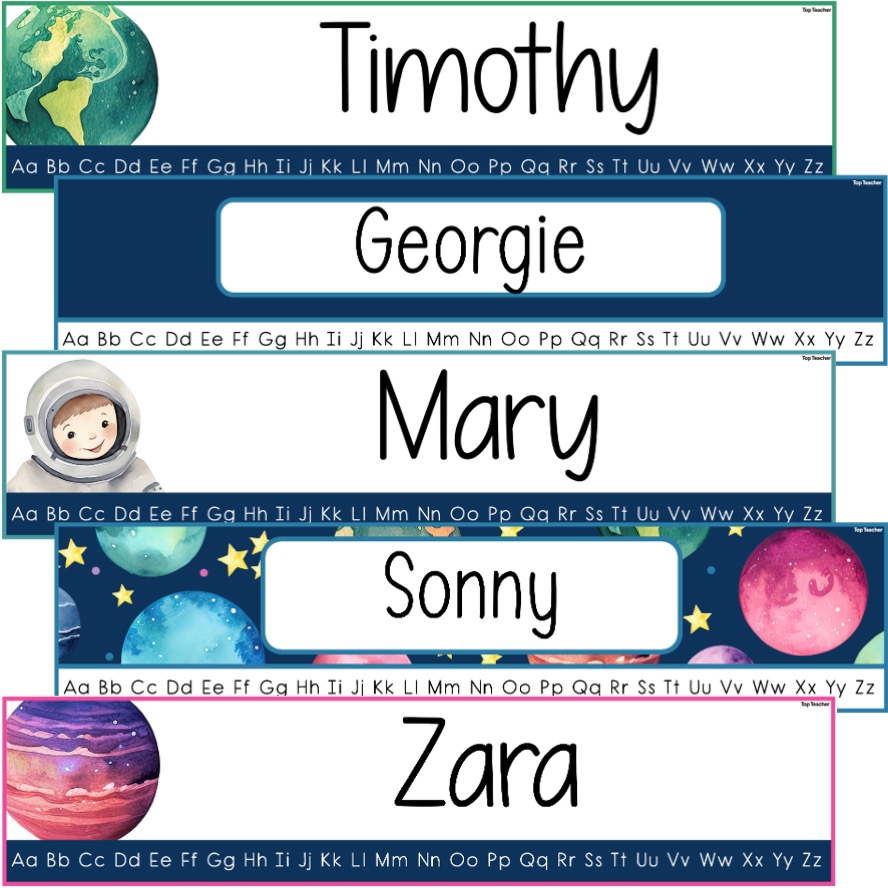 Alphabet Desk Mats Slimline Space - Top Teacher