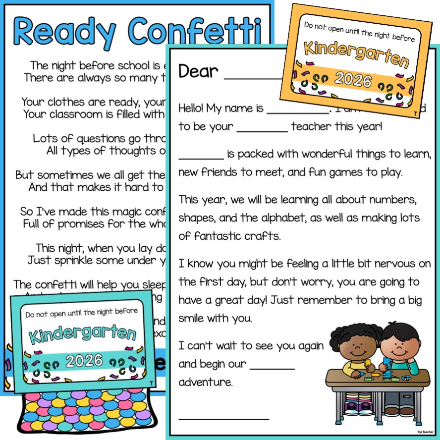 Welcome Letter & Ready Confetti: Back to School - Top Teacher