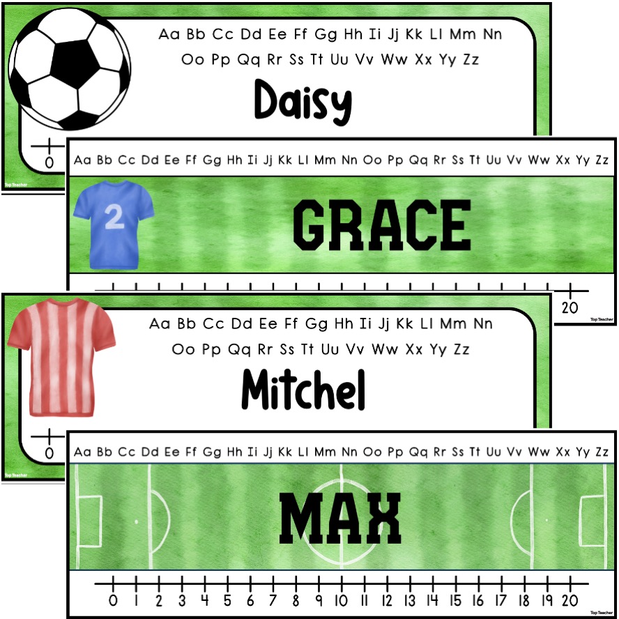 Alphabet Desk Mats Number Line Soccer World Cup - Top Teacher