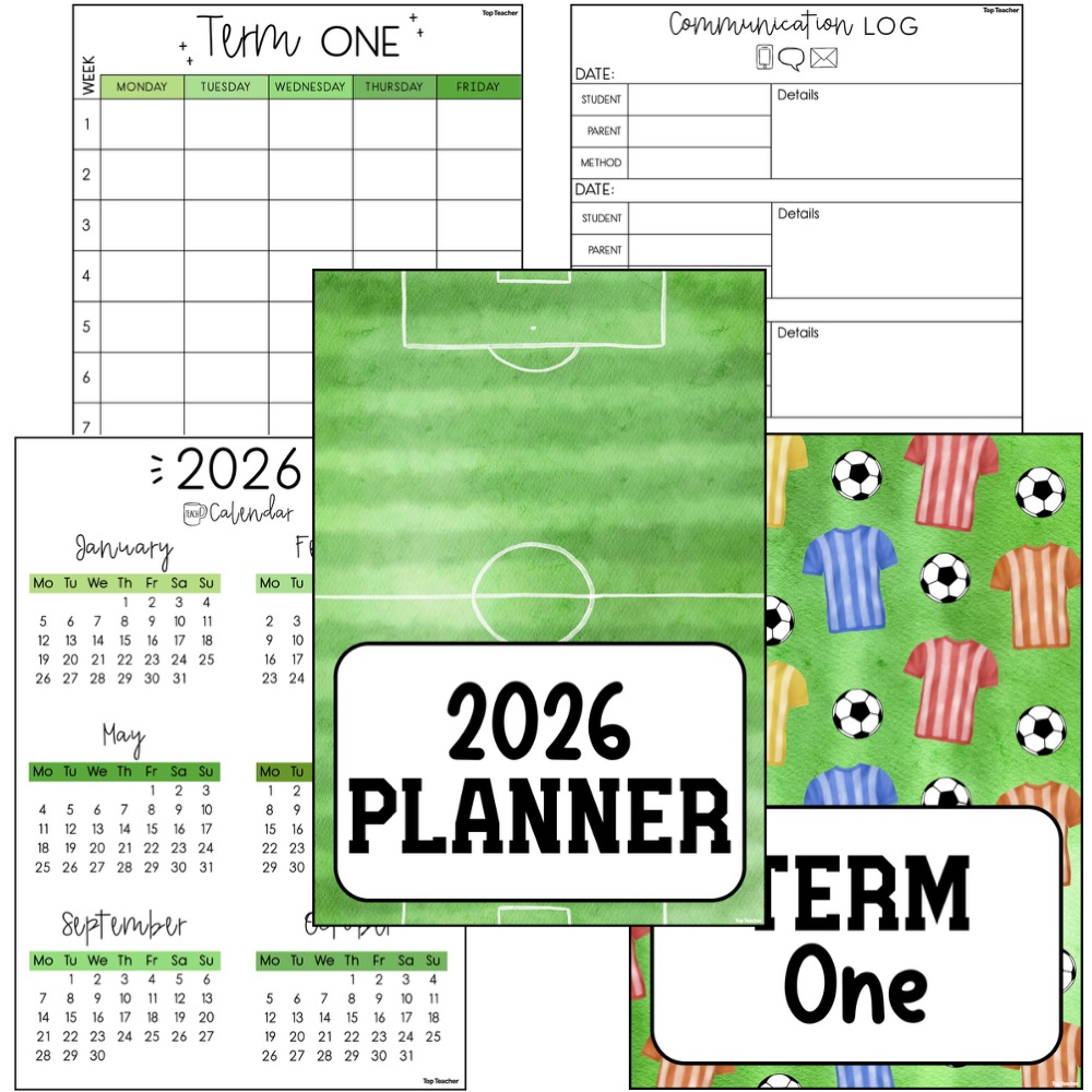 2026 Weekly Teacher Planner Soccer World Cup - Top Teacher