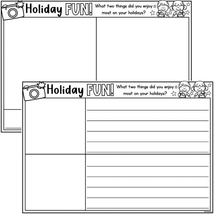 School Holiday Recount Writing Worksheets: 2 Events - Top Teacher