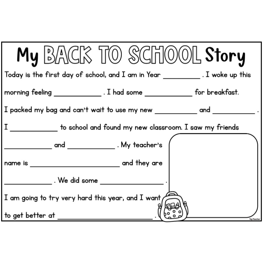 My Back to School Story Worksheet - Top Teacher