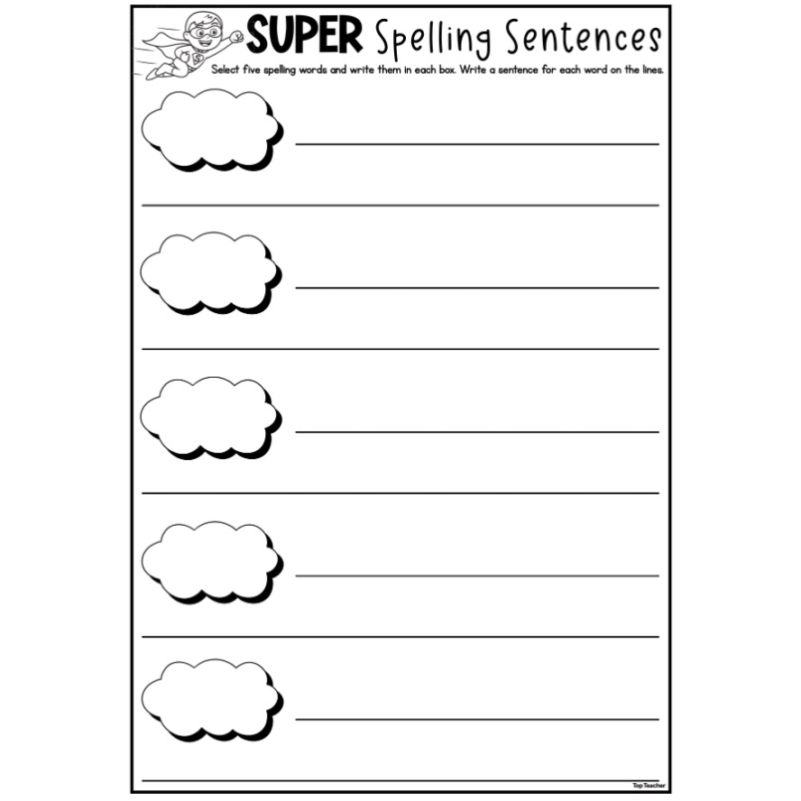 Super Spelling Sentences Templates - Top Teacher