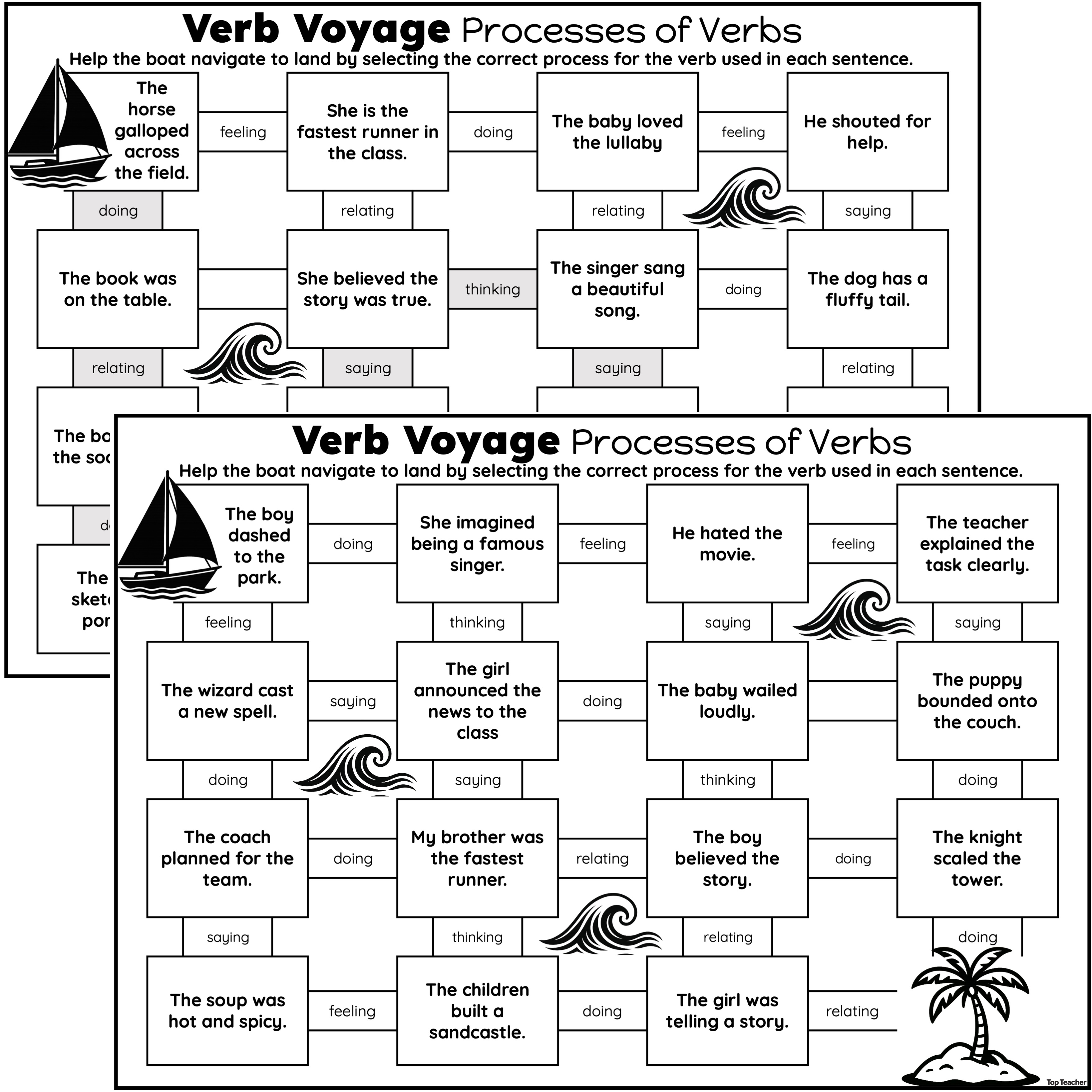 Verb Voyage Worksheets - Top Teacher