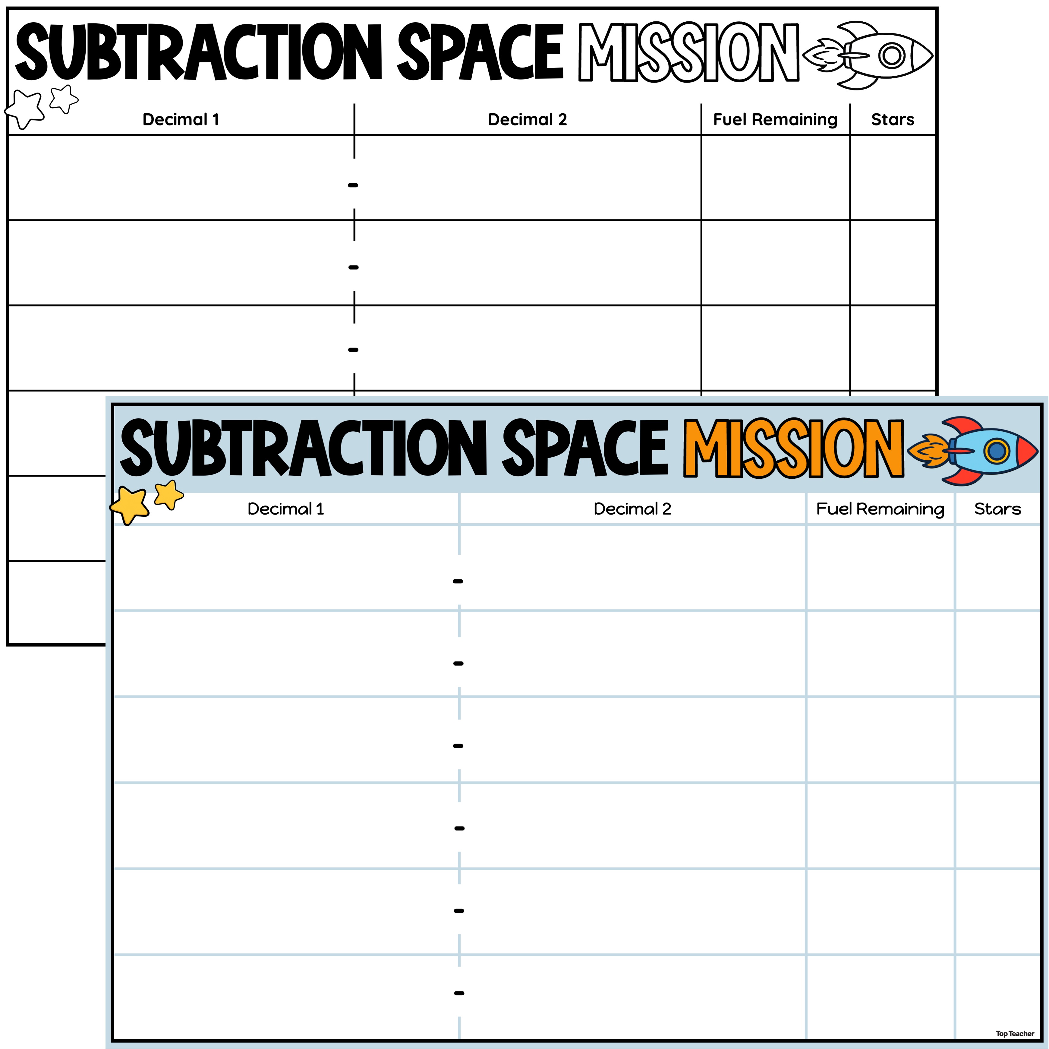 Subtraction Space Mission Game - Top Teacher