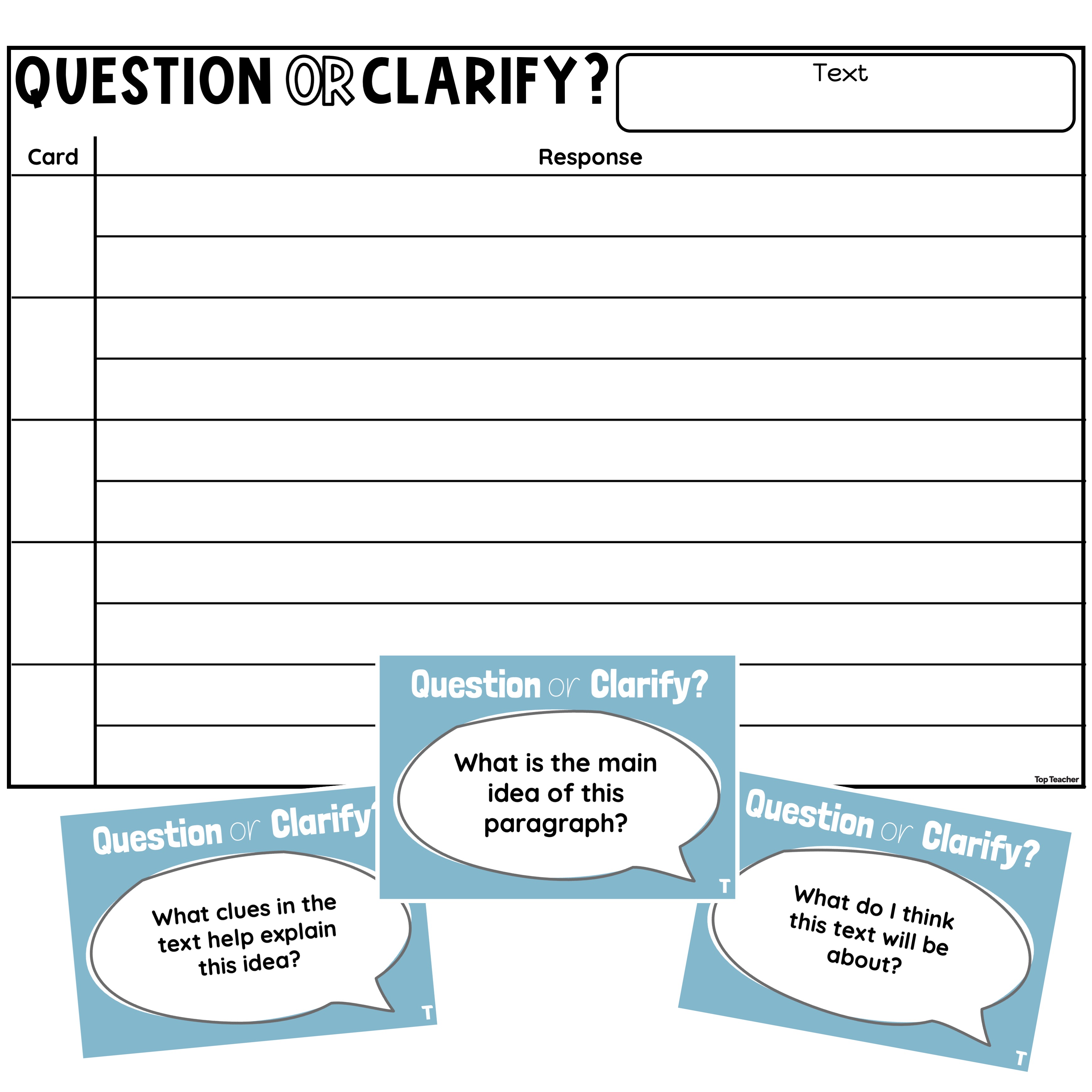 Question or Clarify Reading Comprehension Game - Top Teacher