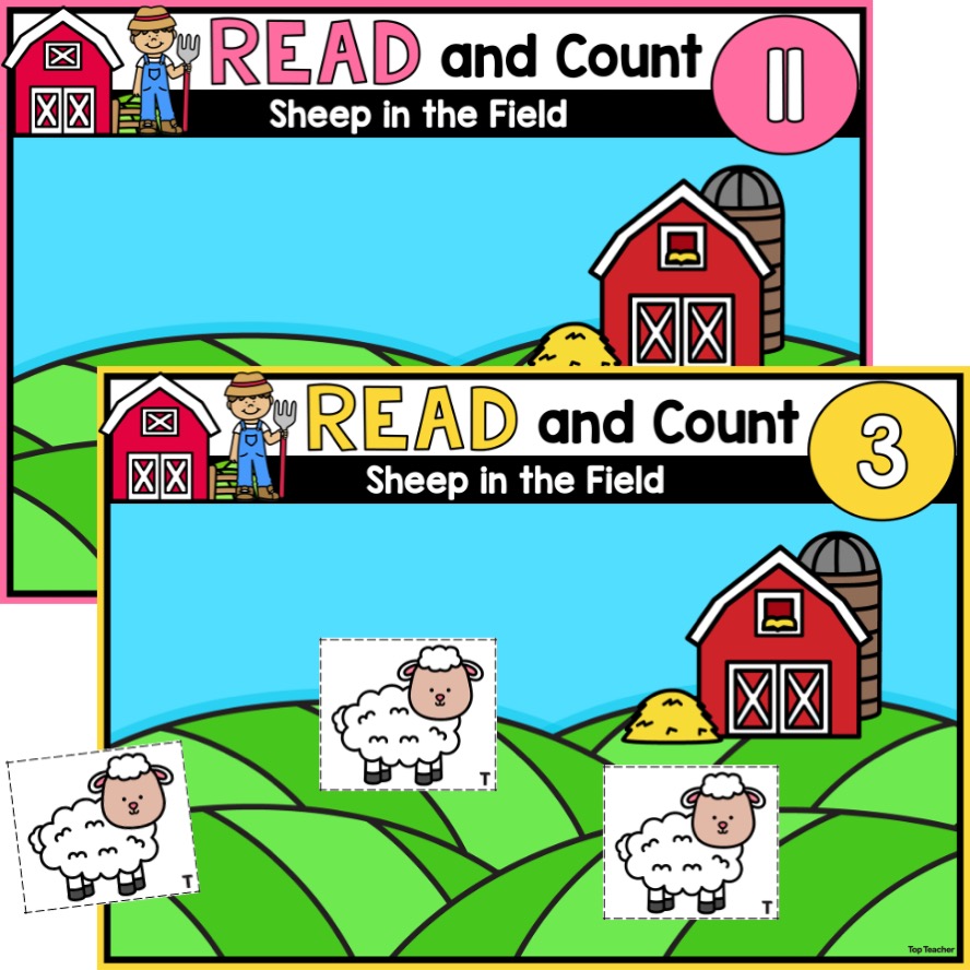 Read & Count to 20: Sheep in the Field Mats - Top Teacher
