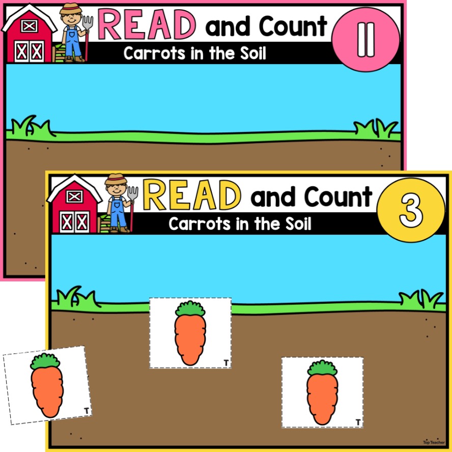 Read & Count to 20 Carrots Mats - Top Teacher