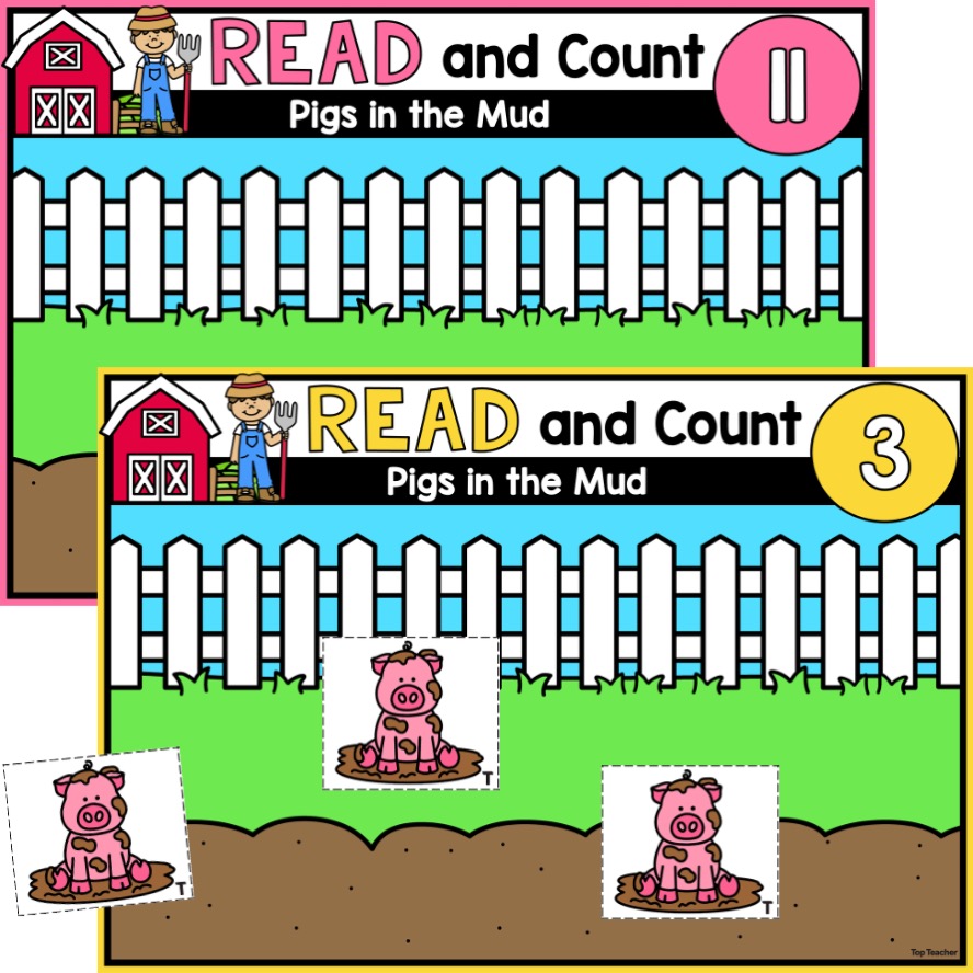 Read & Count to 20 Pigs Mats - Top Teacher