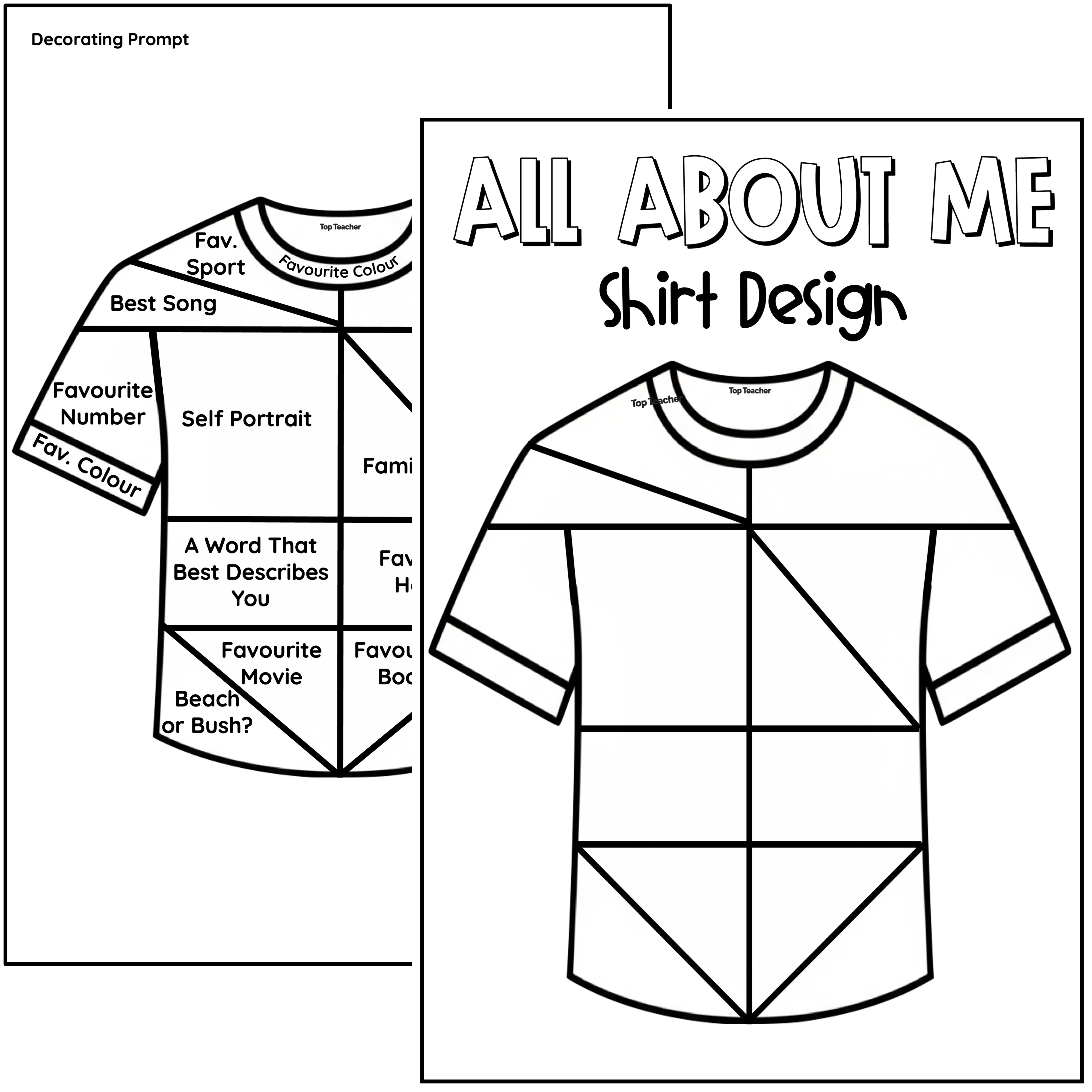 All About Me T-Shirt Worksheet - Top Teacher
