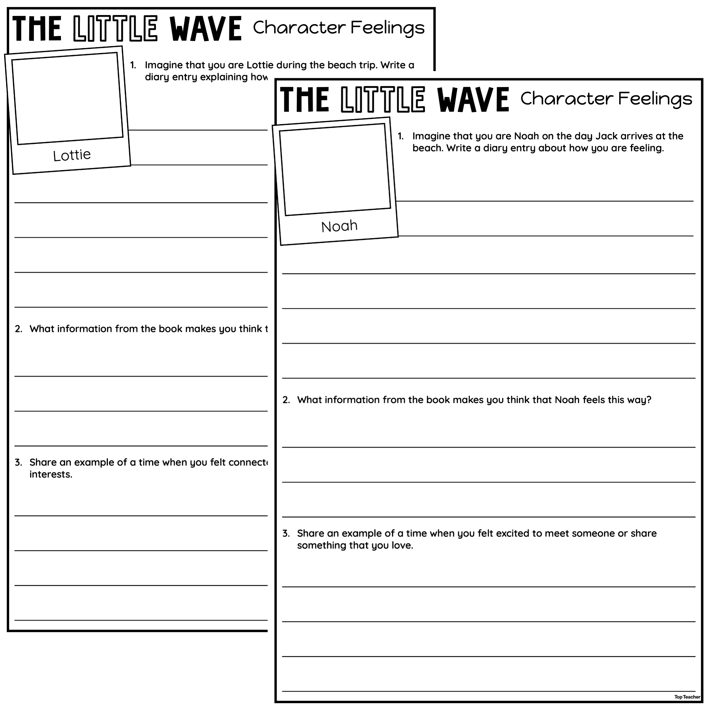 The Little Wave Character Feelings Worksheets - Top Teacher
