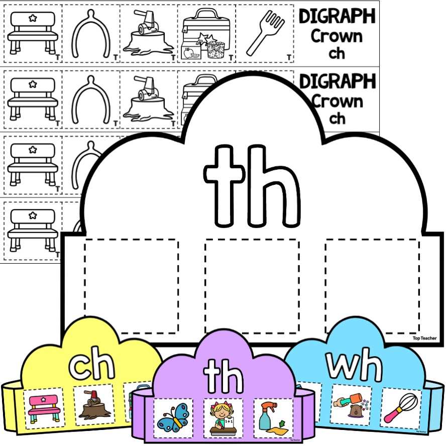 Consonant Digraph Crowns PACKAGE - Top Teacher