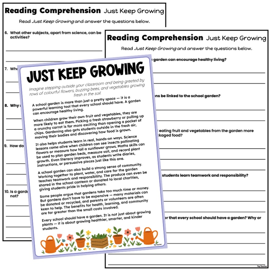 Persuasive Reading Comprehension Worksheets: Just Keep Growing - Top ...