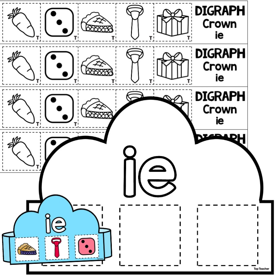 Digraph Crown: ie (pie) Craft - Top Teacher