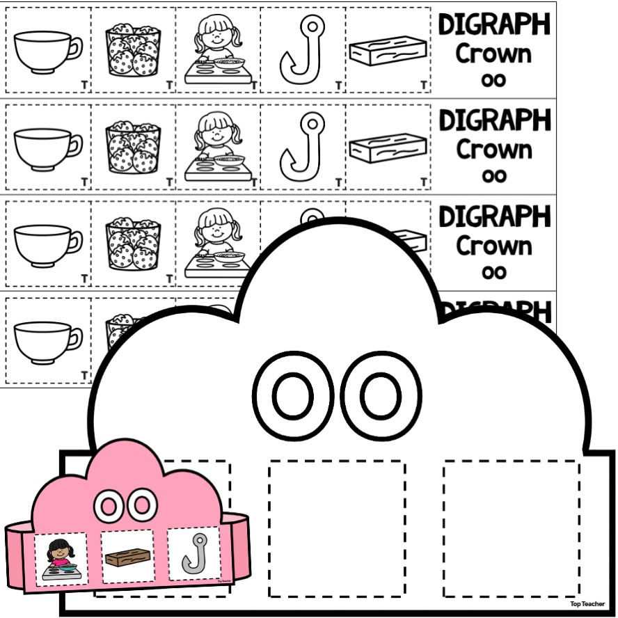 Digraph Crown: oo (book) Craft - Top Teacher