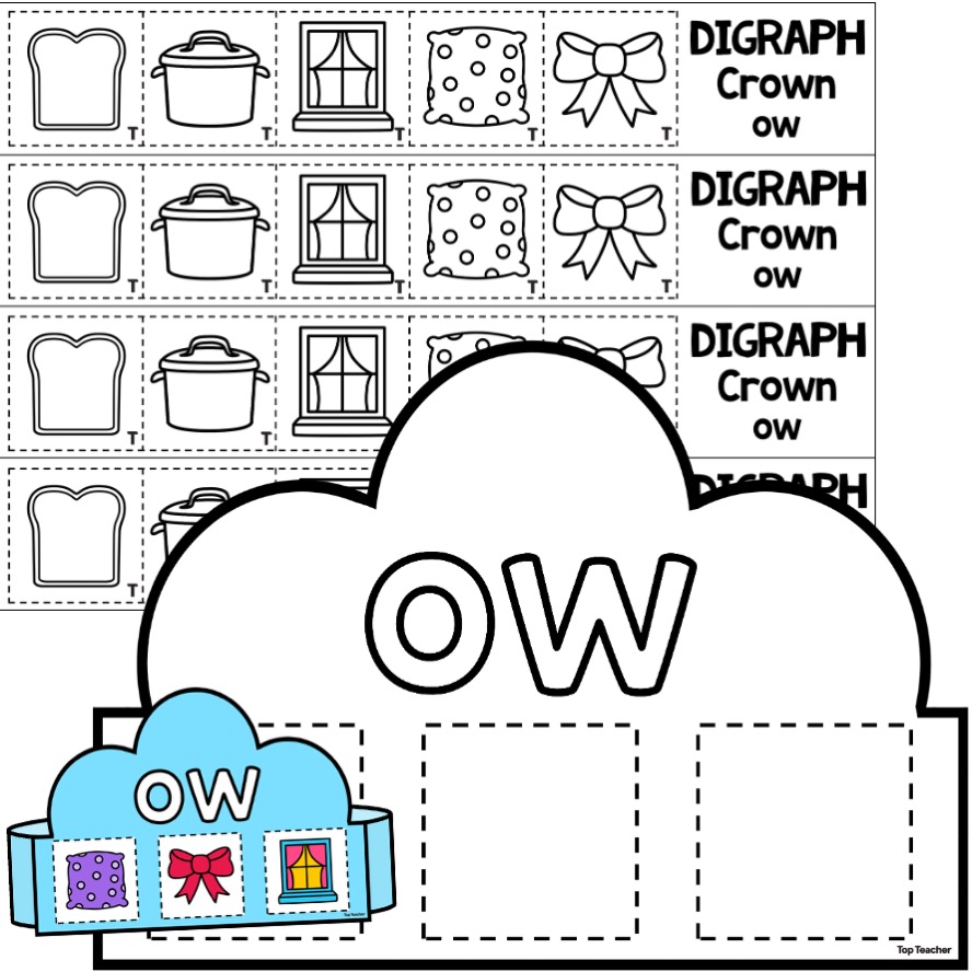 Digraph Crown: ow (snow) Craft - Top Teacher
