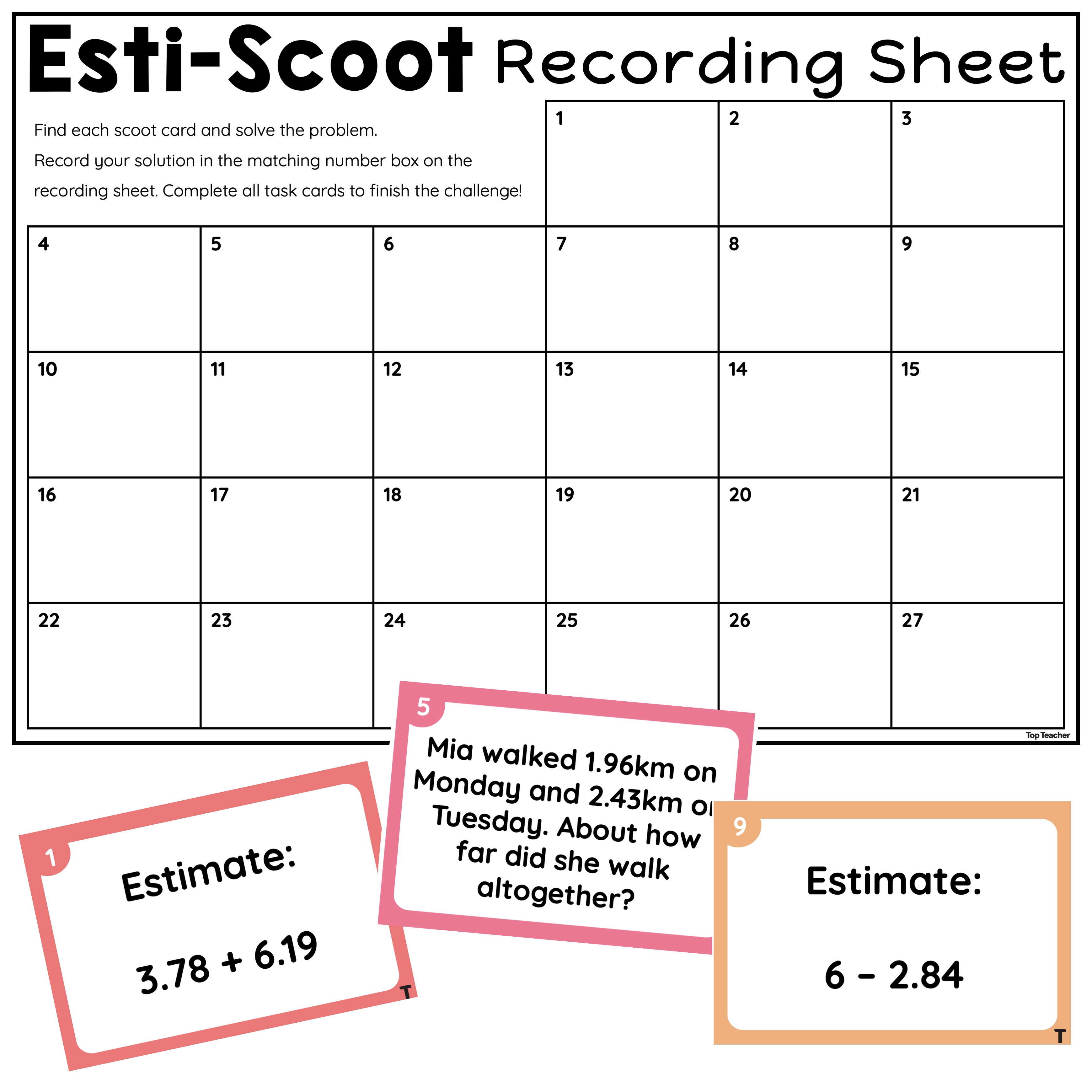 Esti-Scoot: Estimation Activity - Top Teacher