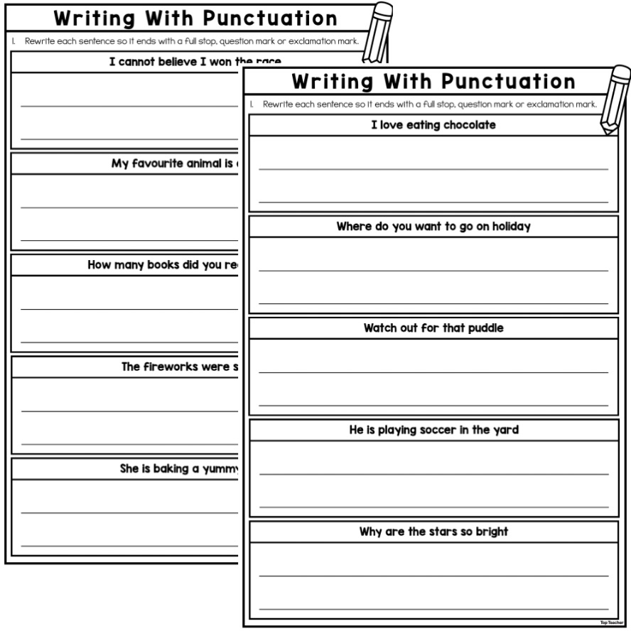 Writing With Punctuation Worksheets - Top Teacher