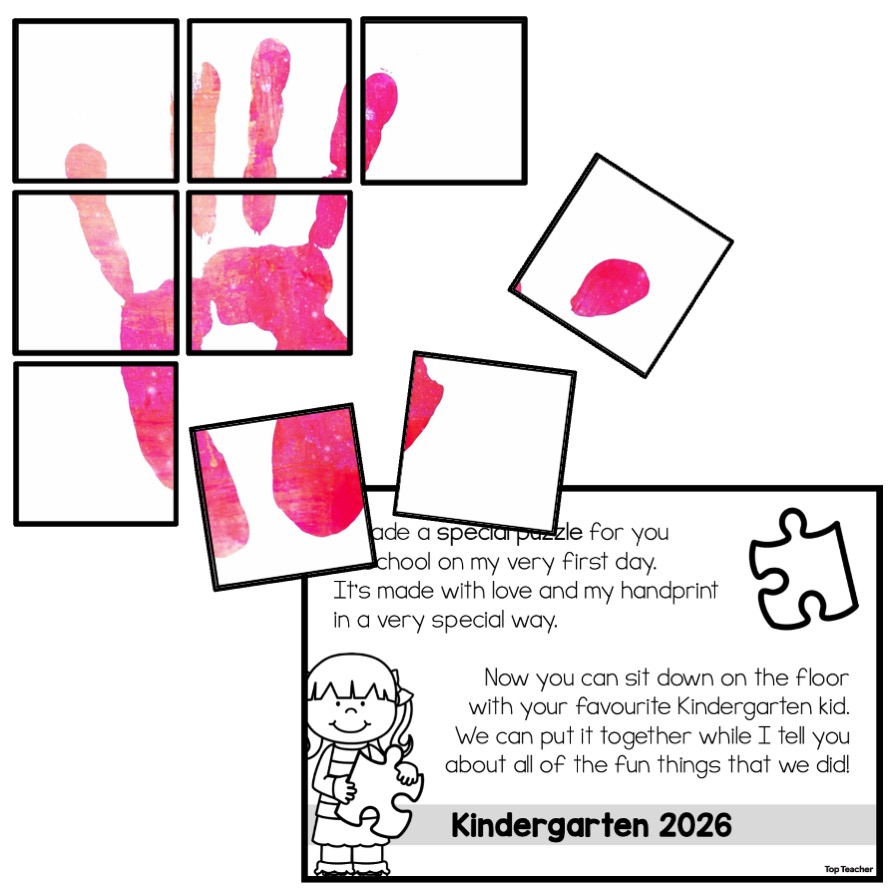Handprint Puzzle: Back to School - Top Teacher
