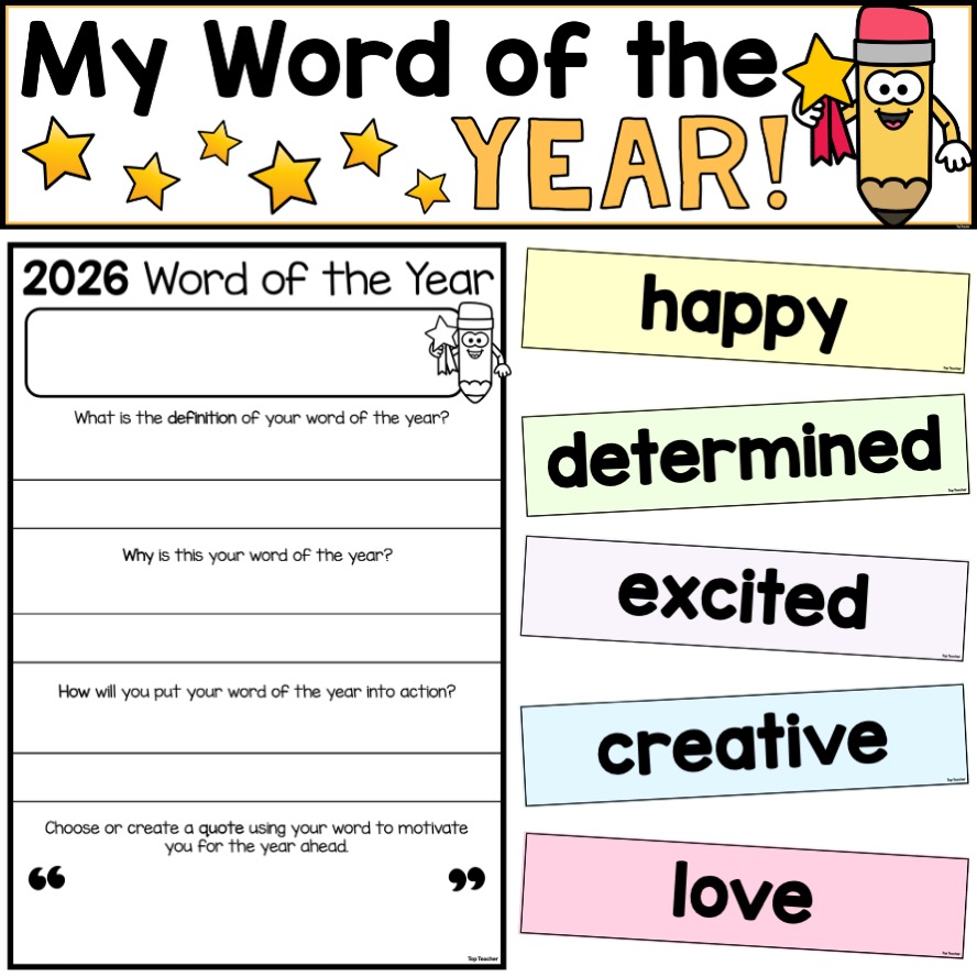 My 2026 Word of the Year Set 1: Back to School - Top Teacher
