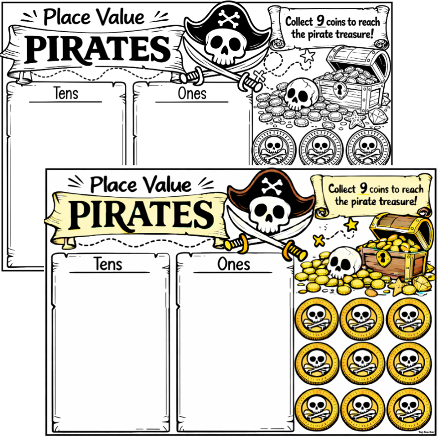 Place Value Pirates: 2 Digit Numbers Game - Top Teacher