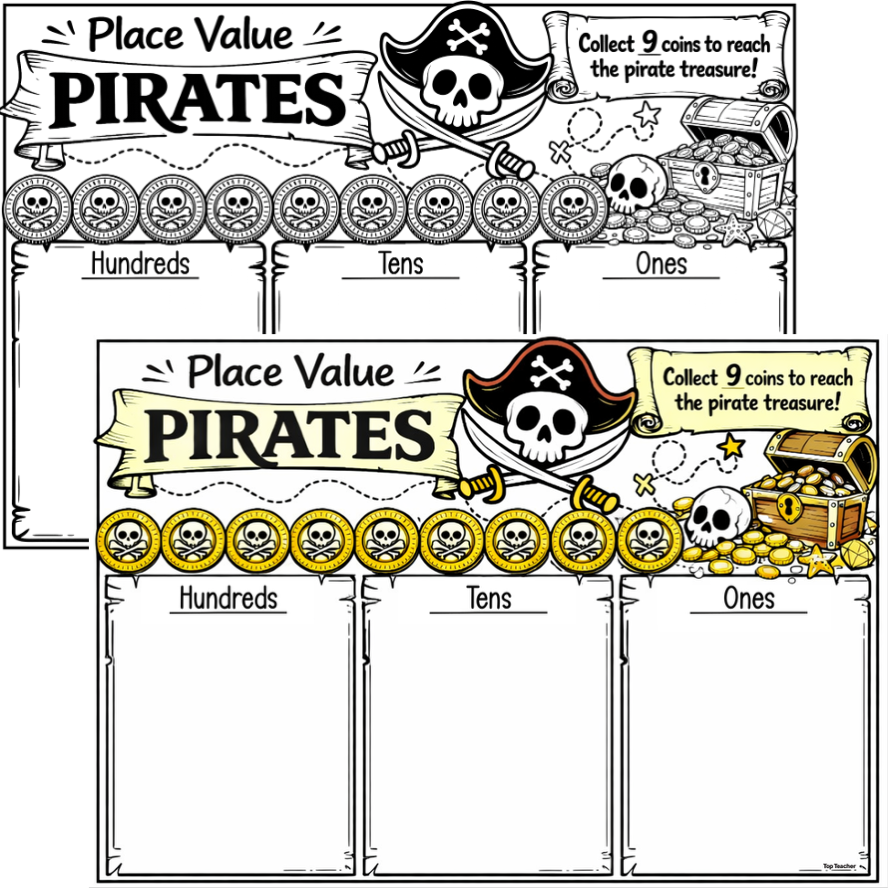 Place Value Pirates: 3 Digit Numbers Game - Top Teacher