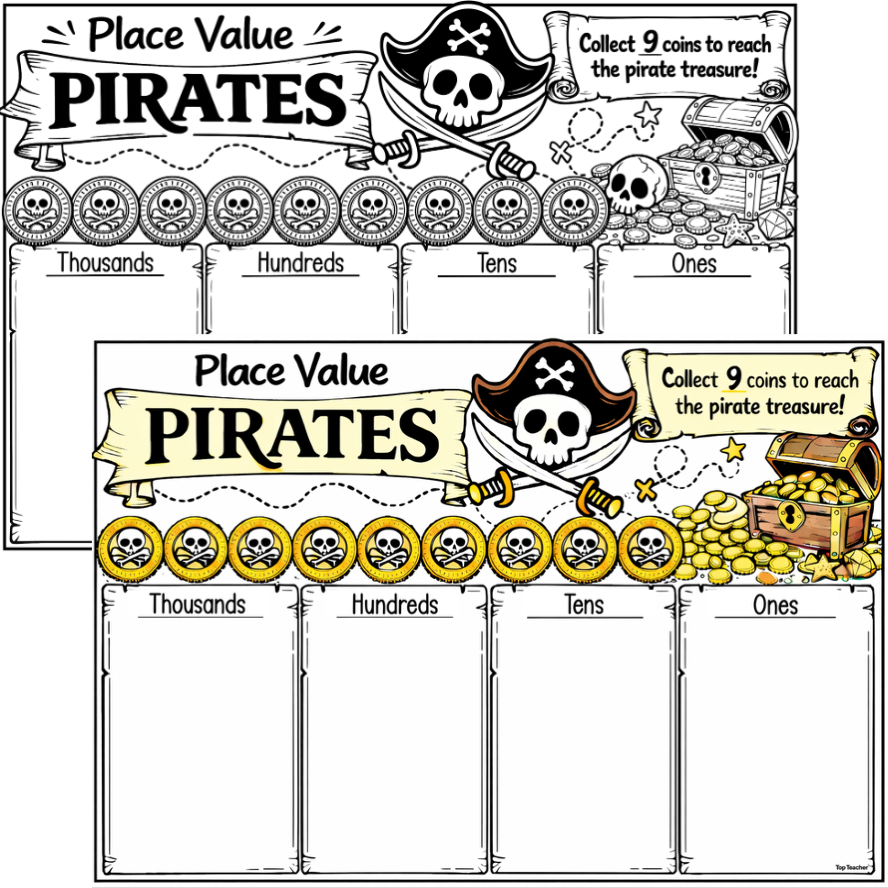 Place Value Pirates: 4 Digit Numbers Game - Top Teacher