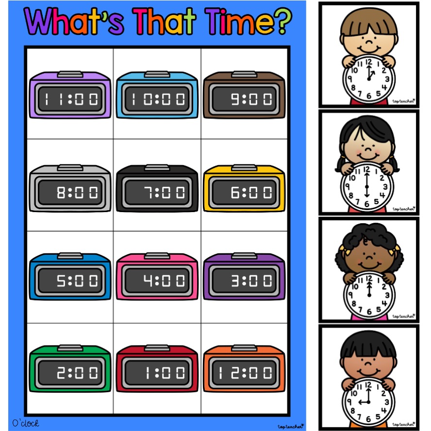 What's That Time Game: O'Clock Analog to Digital - Top Teacher