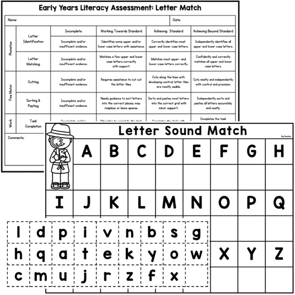 Uppercase and Lowercase Matching Assessment: Early Years - Top Teacher