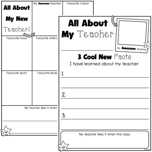 All About My Teacher Back to School Worksheet - Top Teacher