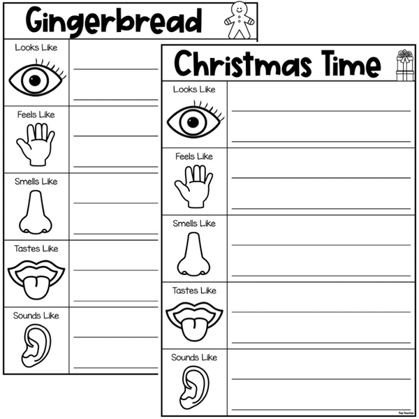 Christmas Five Senses Worksheets - Top Teacher