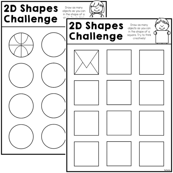 2D Shapes Challenge Worksheets - Top Teacher