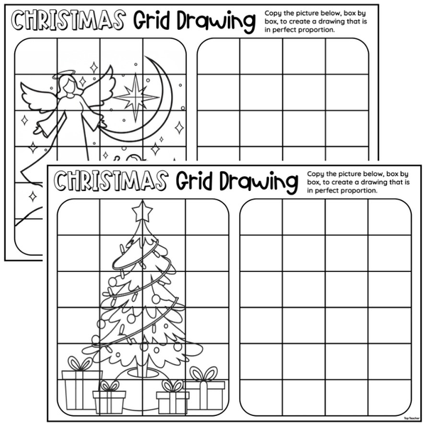 Christmas Grid Drawing Worksheets - Top Teacher