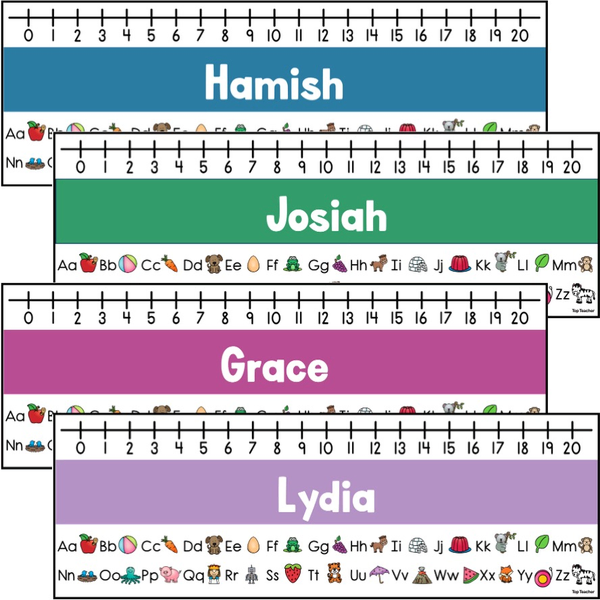 Alphabet Desk Mats Pictures & Number Line Pastel - Top Teacher