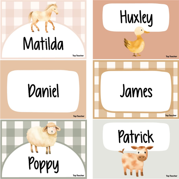 Labels 2 Per Page Boho Farm - Top Teacher