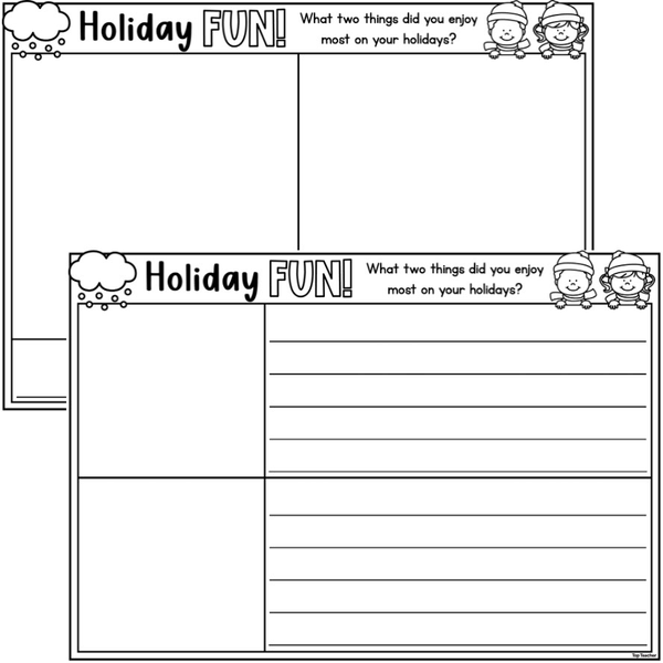 Winter Holiday Recount Writing Worksheets: 2 Events - Top Teacher