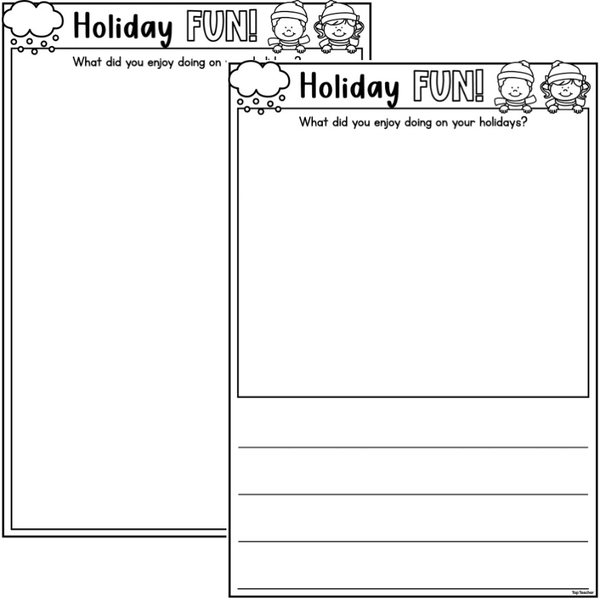 Winter Holiday Recount Writing Worksheets - Top Teacher