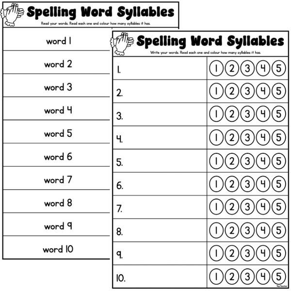 Word Order Express Spelling Template - Top Teacher