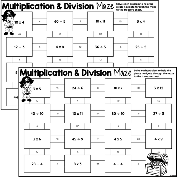 Multiplication and Division Maze Activity - Top Teacher